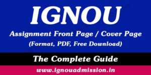 IGNOU Assignment Front Page 2023 | IGnouAdmission.in